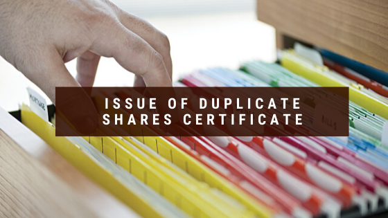 ISSUE OF DUPLICATE SHARES CERTIFICATE Complianceship